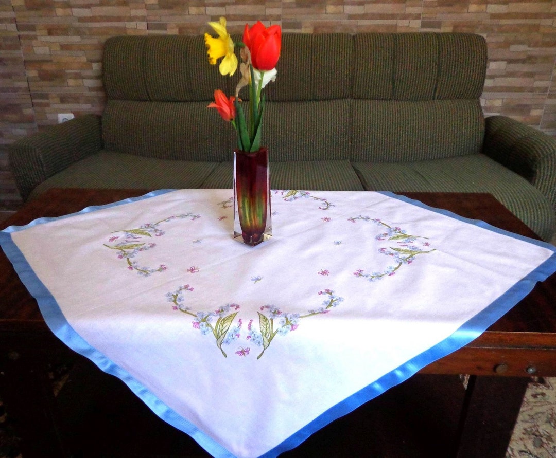 Vintage Embroidered Square Tablecloth. Tablecloth With Colorful Motifs ...