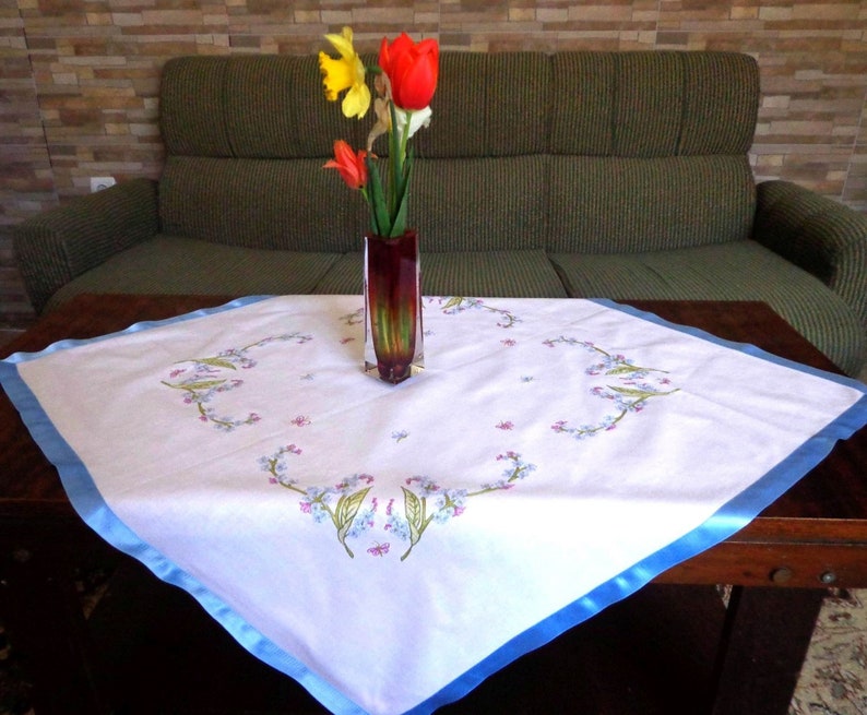Vintage Embroidered Square Tablecloth. Tablecloth With Colorful Motifs ...