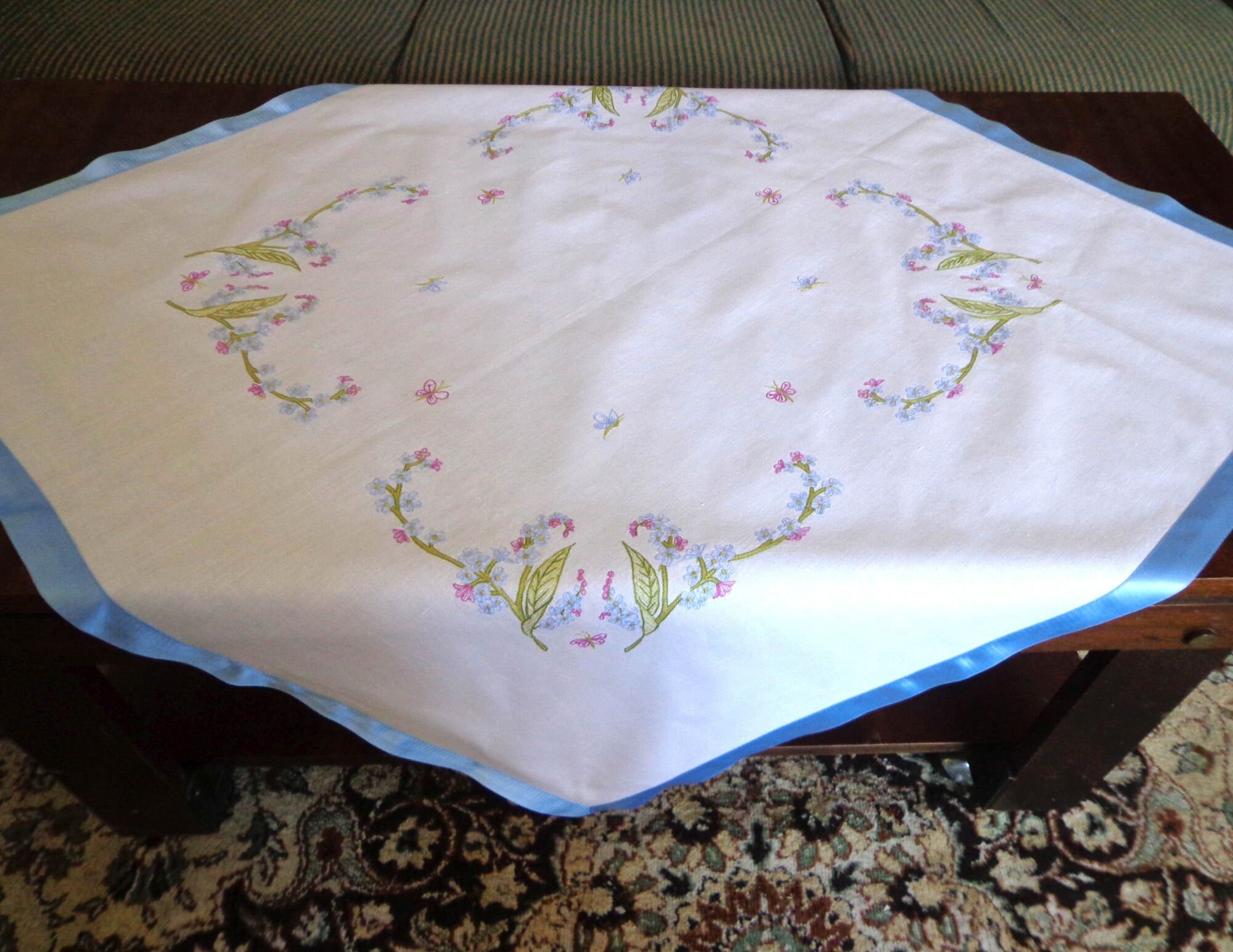 Vintage Embroidered Square Tablecloth. Tablecloth With Colorful Motifs ...