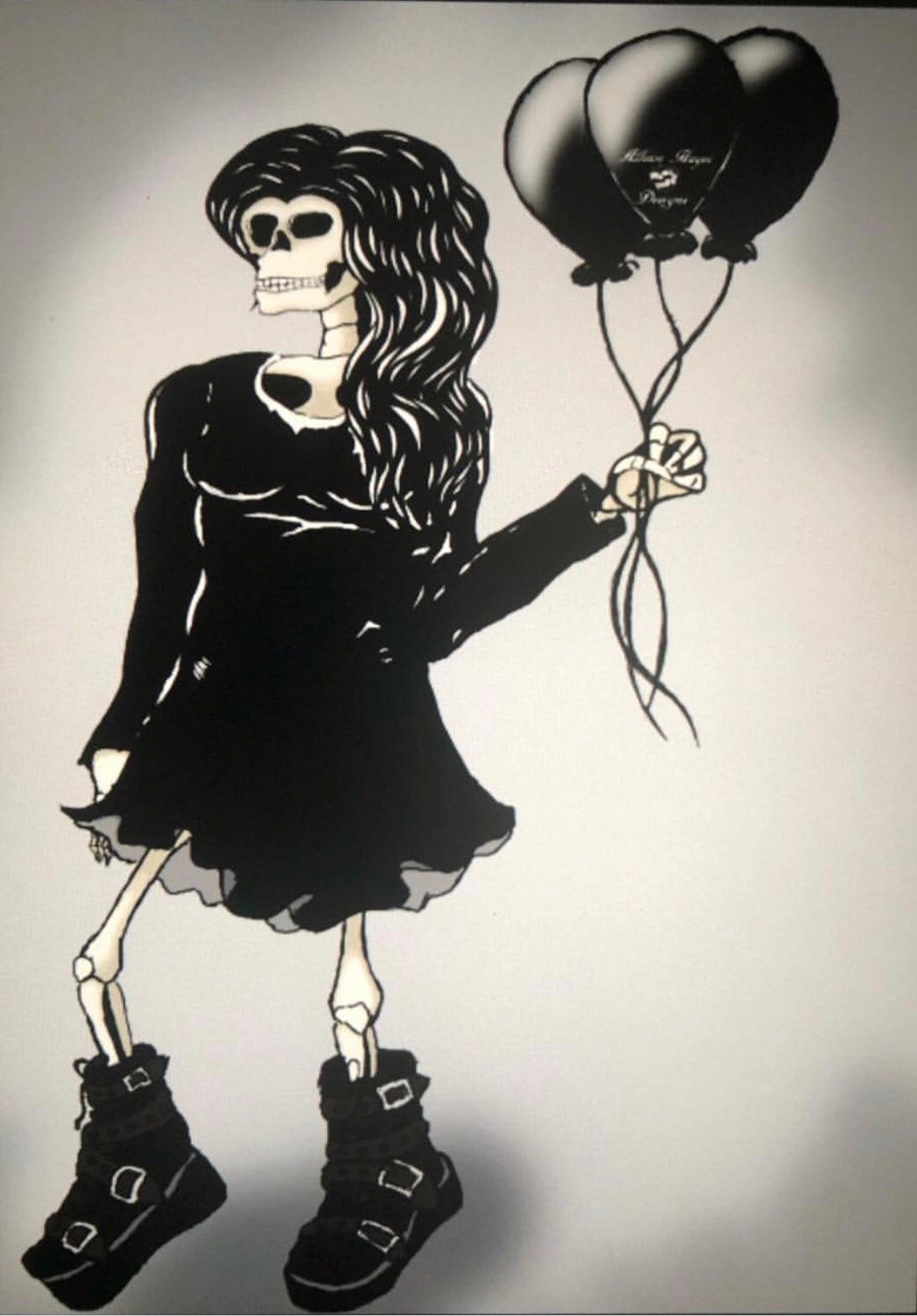 Skeleton Goth-goth Gil-spooky Gifts-cute Gifts - Etsy
