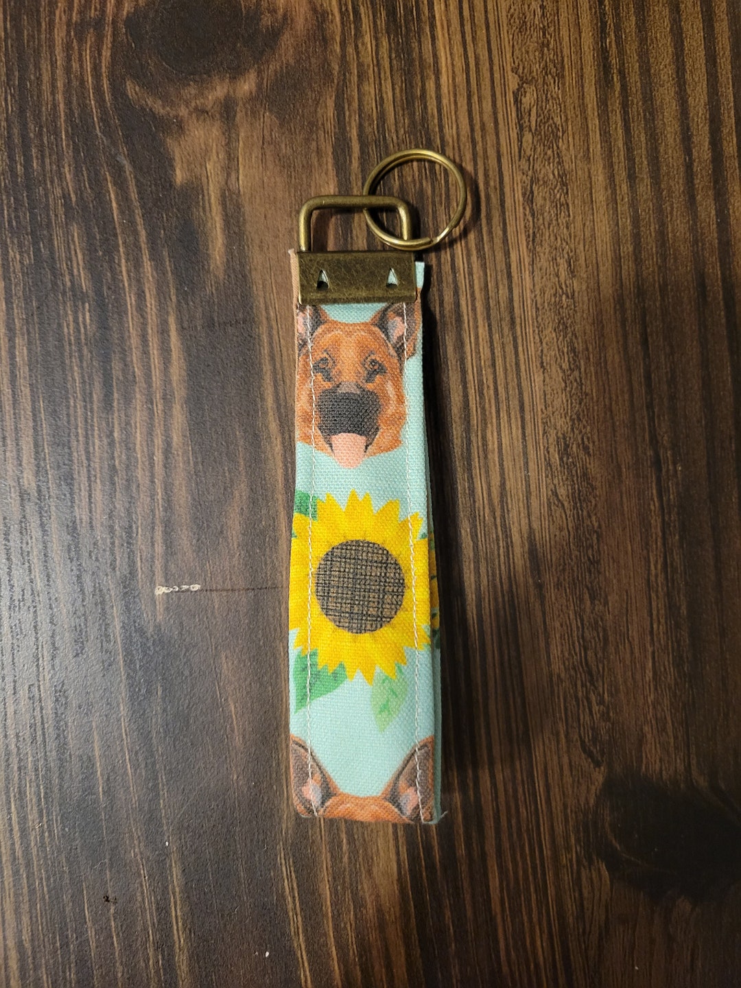 German Shepherd Gsp Green Sunflower Floral Flowers Key Fob Key Chain ...