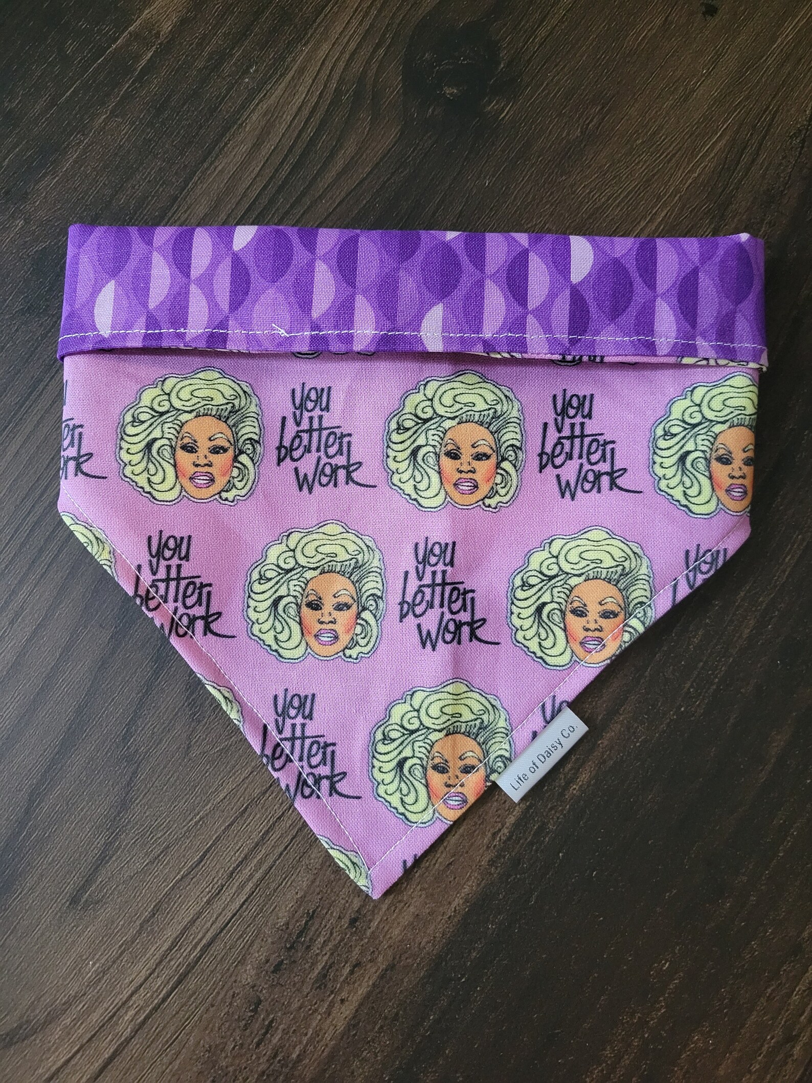 Rupaul You Better Work Purple Dog Bandana With Snaps - Etsy