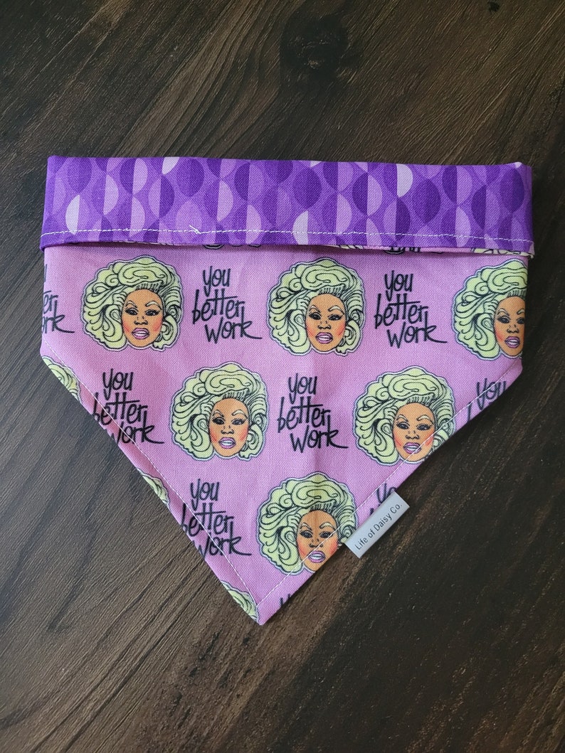 Rupaul You Better Work Purple Dog Bandana With Snaps - Etsy