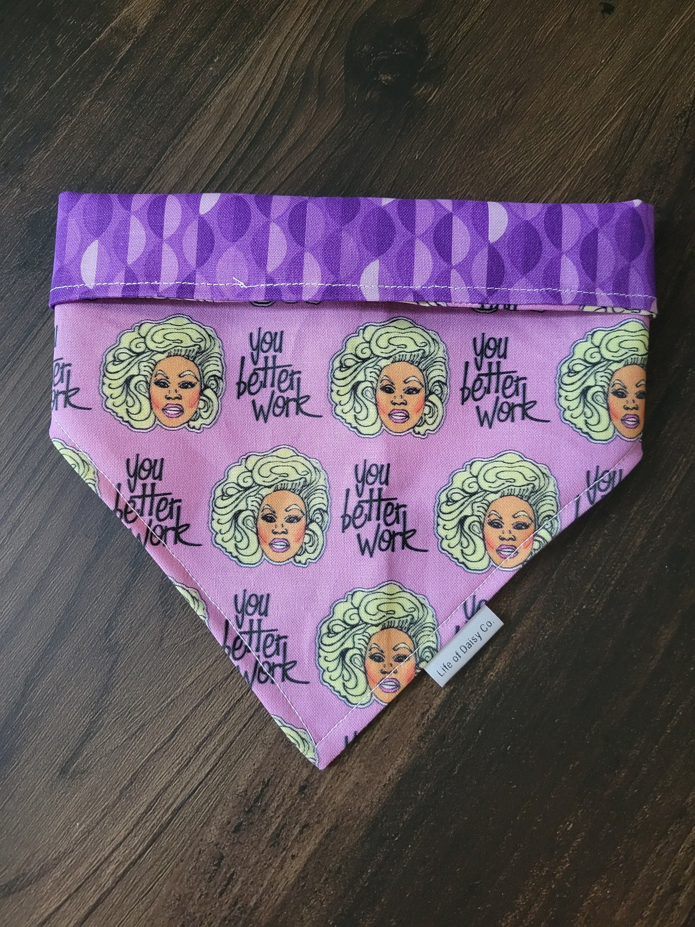 Rupaul You Better Work Purple Dog Bandana With Snaps - Etsy