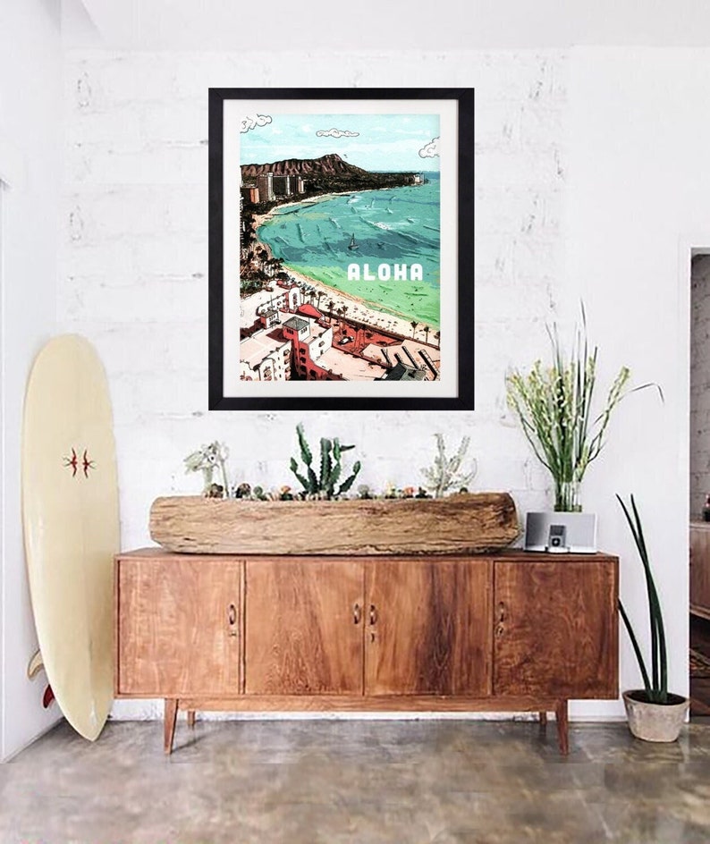 Vintage Hawaii Original Art by Local Artist aloha Waikiki Print or ...