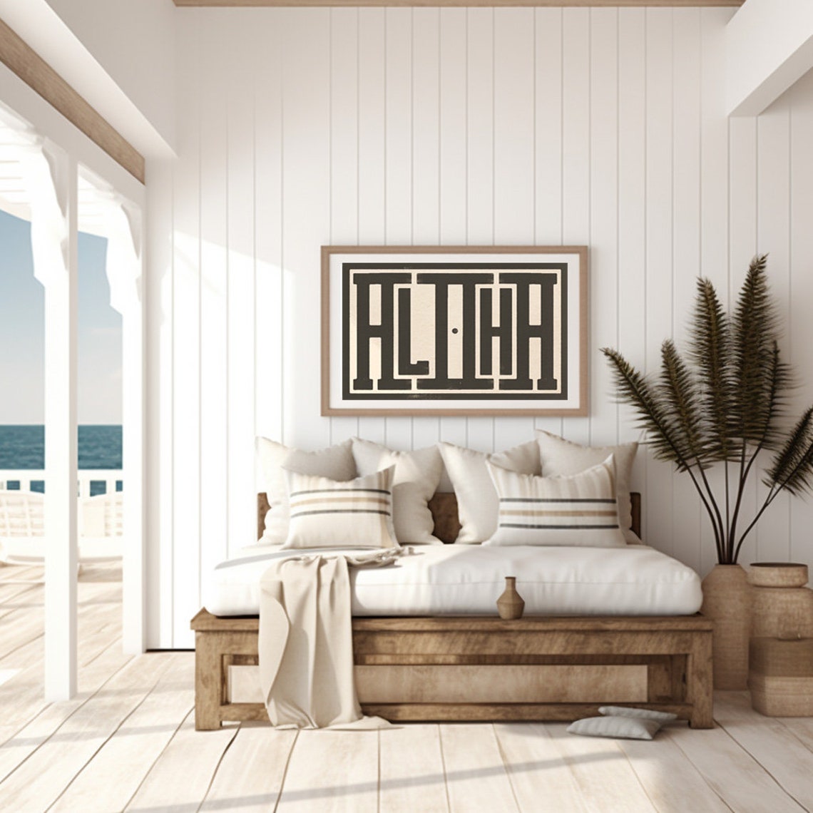 Aloha Typography Art Print, Beach Decor, Boho Wall Art, Modern Design ...