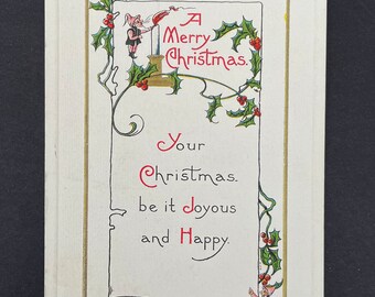 Old Vintage Christmas Greeting Postcard, 1925, Two Cent Stamp, Winter ...