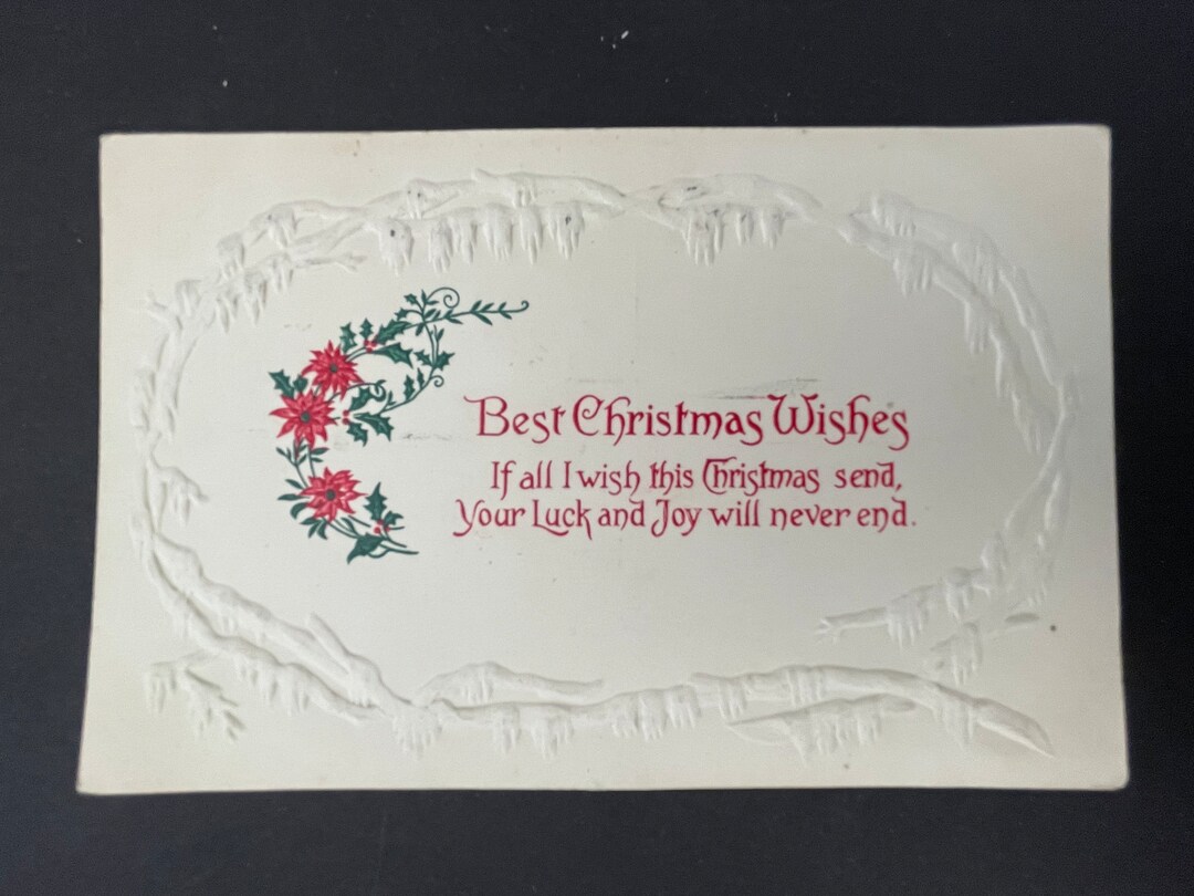 Old Vintage Christmas Embossed Greeting Postcard - Poinsettias, 1c Stamp, 1914 - Etsy