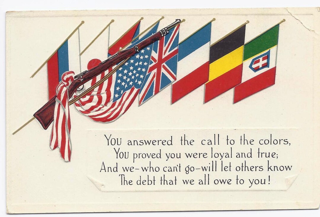 USA Flag Military War Vintage Embossed Postcard - Etsy