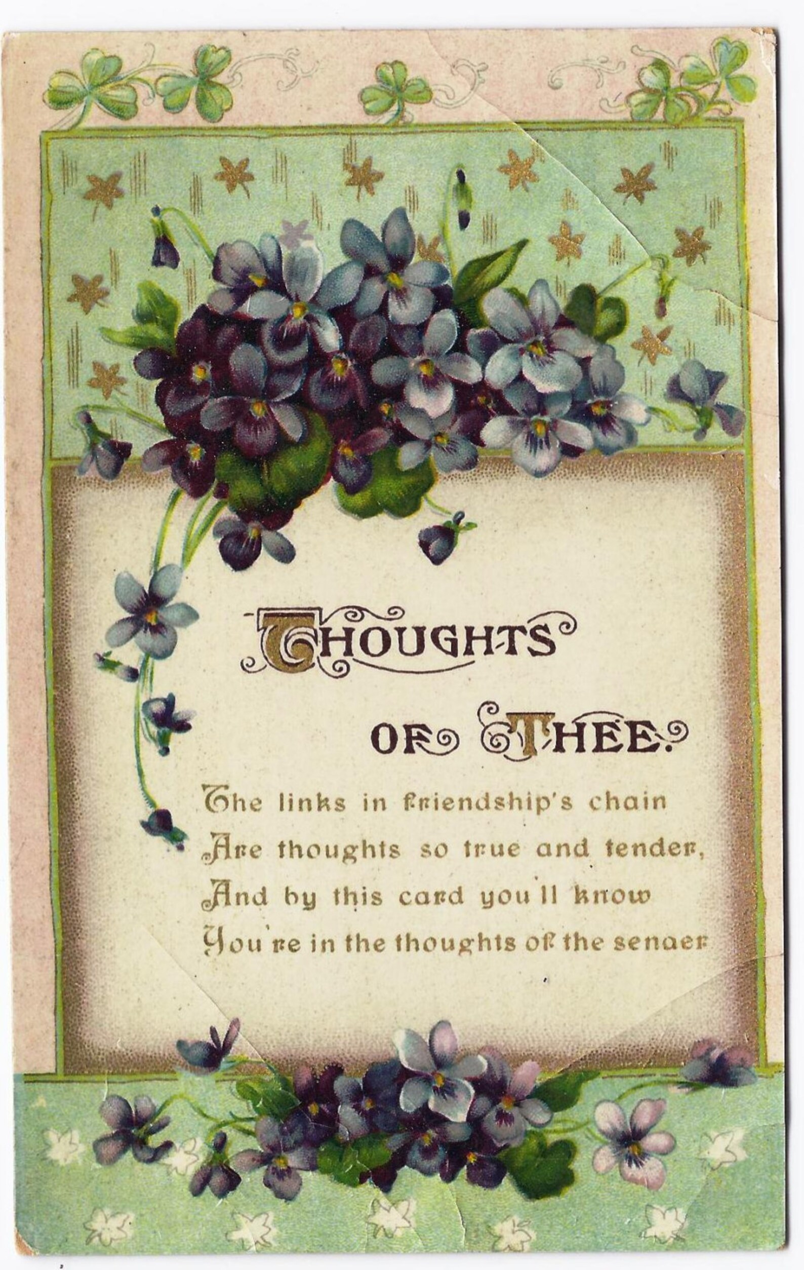 Old Vintage Postcard, Blue Flowers, Poem, Poetry - Etsy