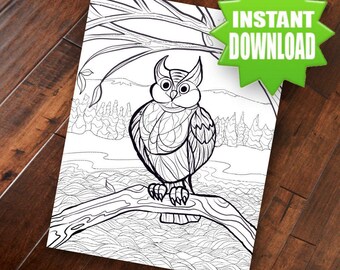Owl Zentangle PDF Coloring Page