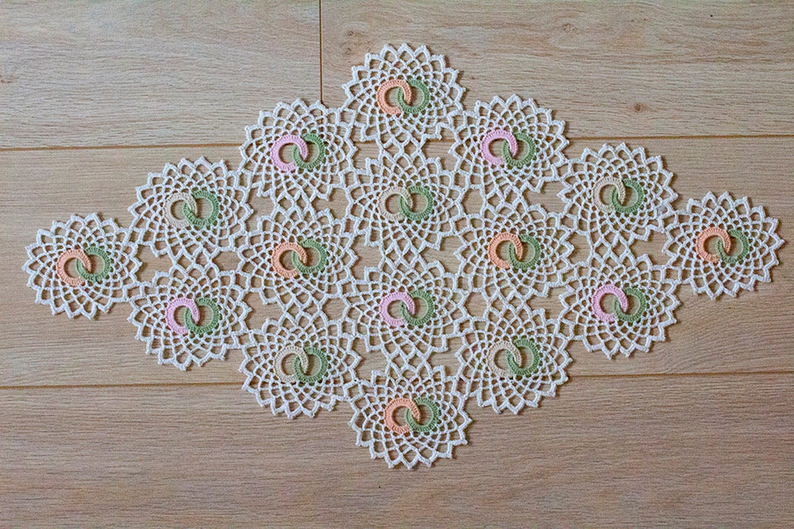 Crochet Doily Rhombic Doily Handmade Crochet Doily Colorful Doily ...
