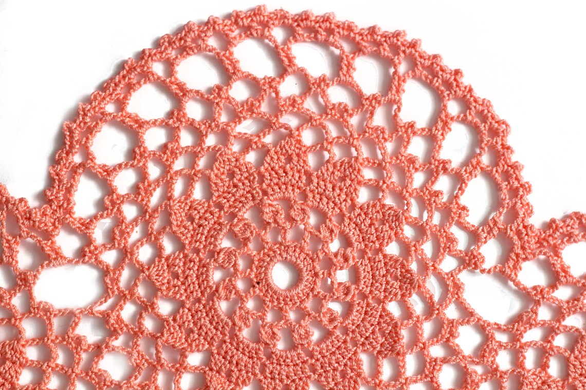 Crochet Doily Handmade Crochet Doily Round Doily Orange Doily ...