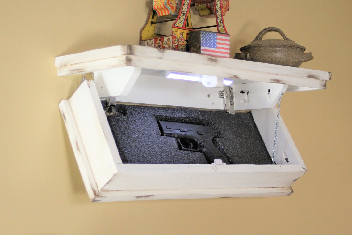 Floating Shelf With Hidden Gun Storage and Personalized Key 23 in ...