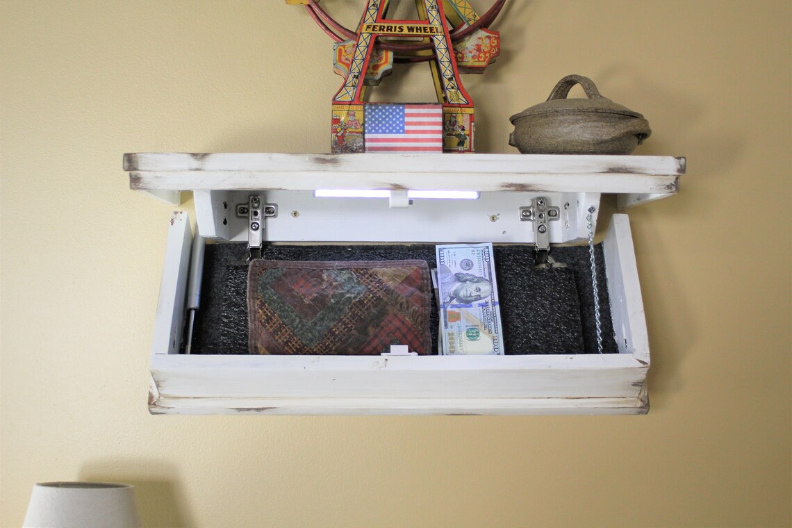 Floating Shelf With Hidden Gun Storage and Personalized Key 23 in ...