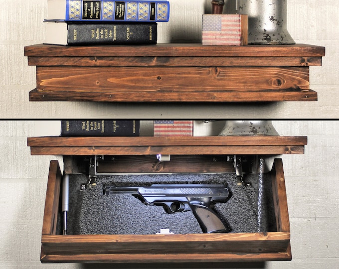 Floating Shelf With Hidden Gun Storage and Personalized Key | Etsy