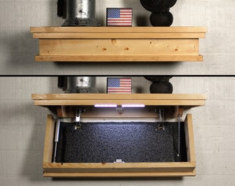 Floating Shelf With Hidden Gun Storage and Personalized Key | Etsy