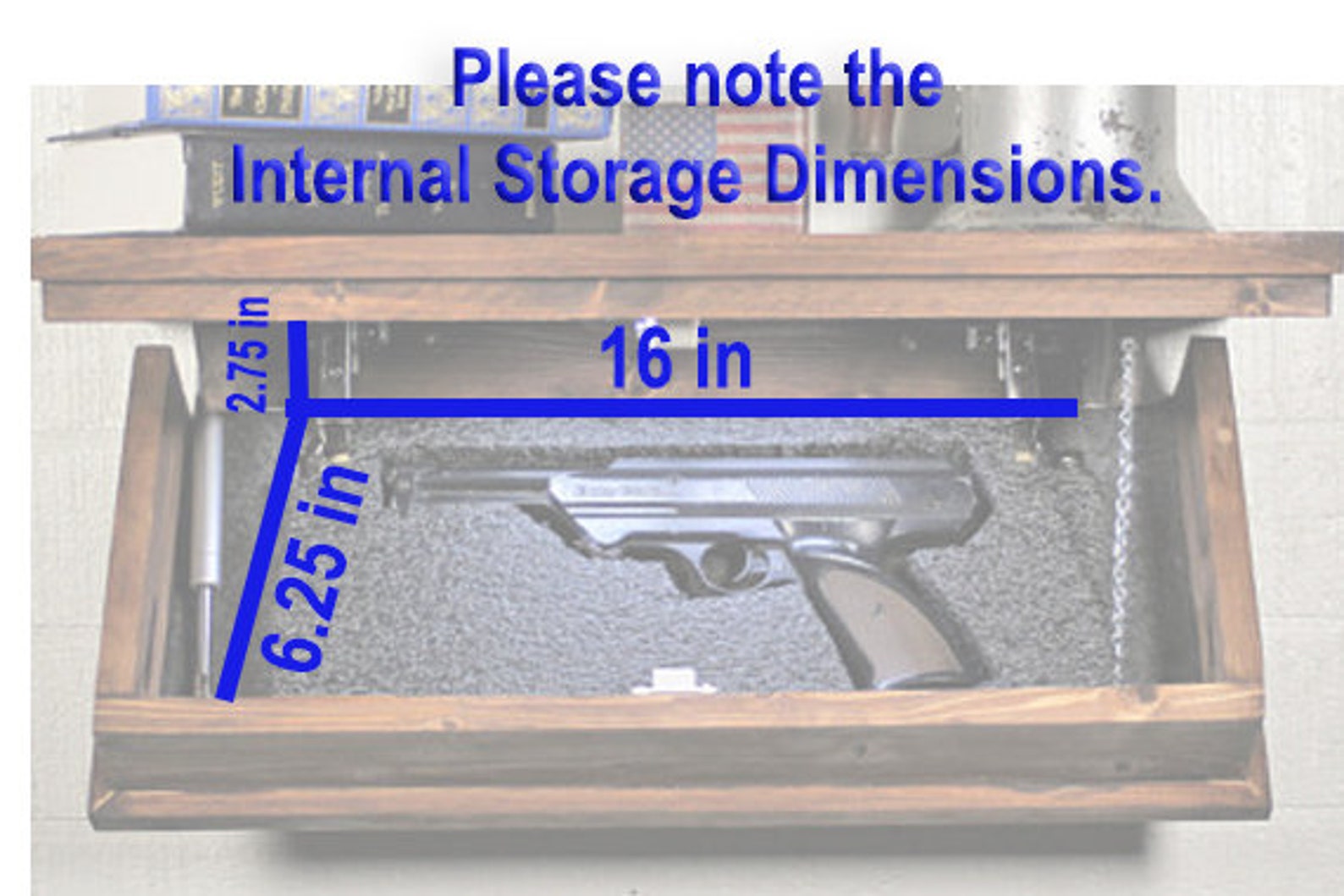 23 Inch Concealment Shelf With Personalized Key Gun Case With - Etsy