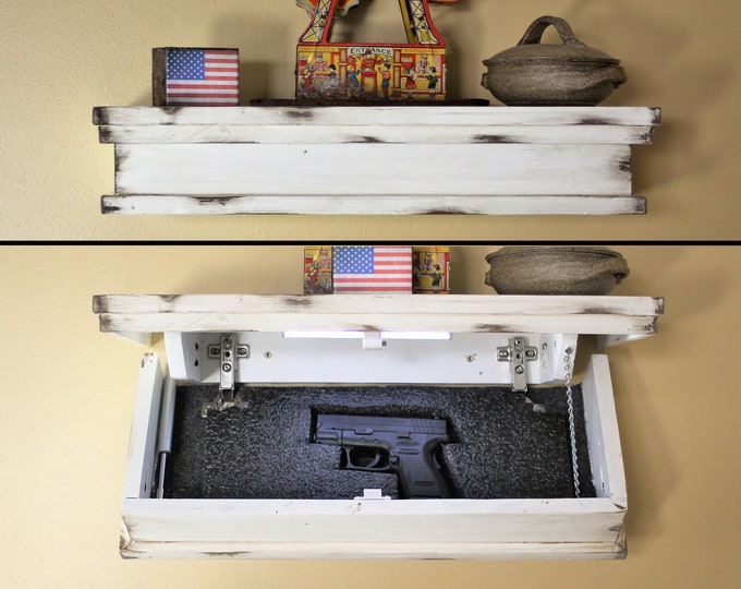 Floating Shelf With Hidden Gun Storage and Personalized Key 23 - Etsy