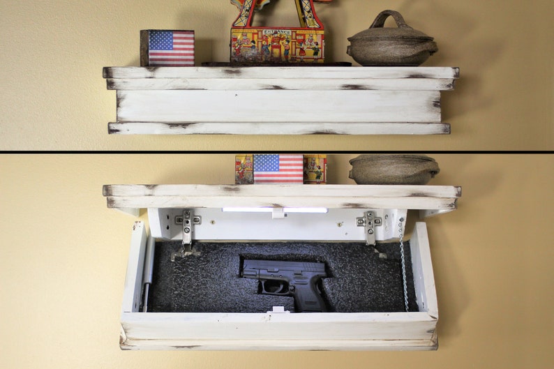 Floating Shelf With Hidden Gun Storage and Personalized Key 23 in ...