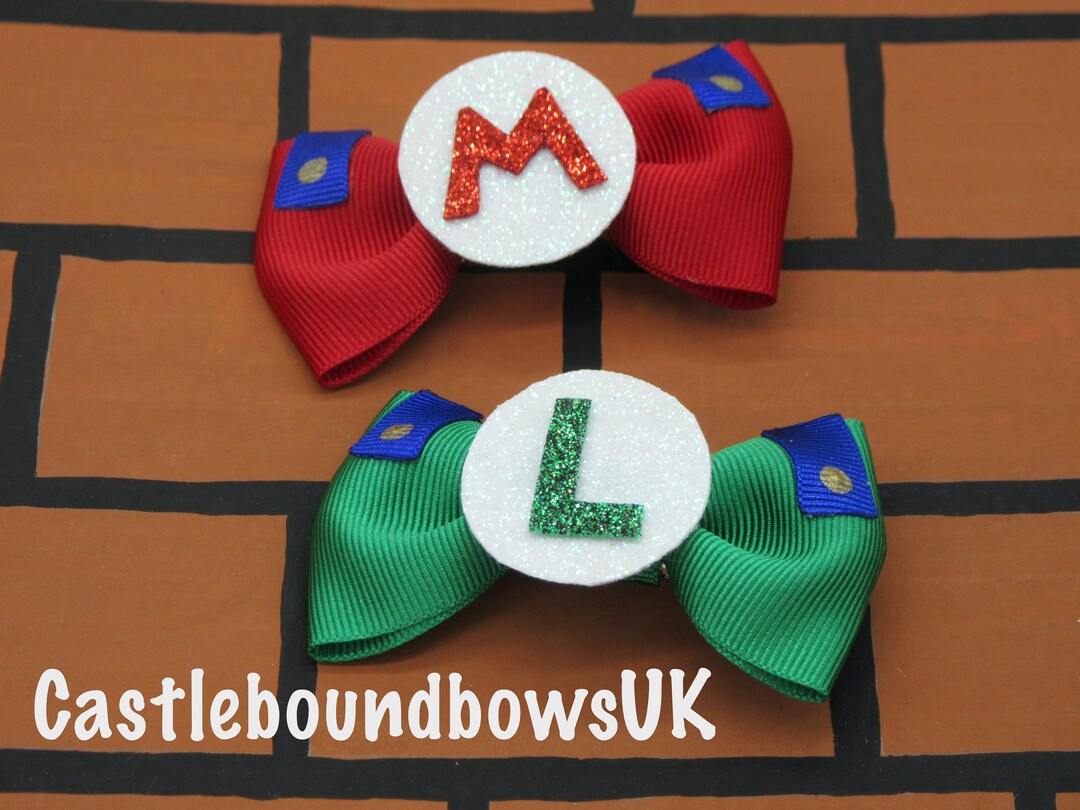 RTS Mario and Luigi Nintendo Inspired Slide Hair Bow Set - Etsy