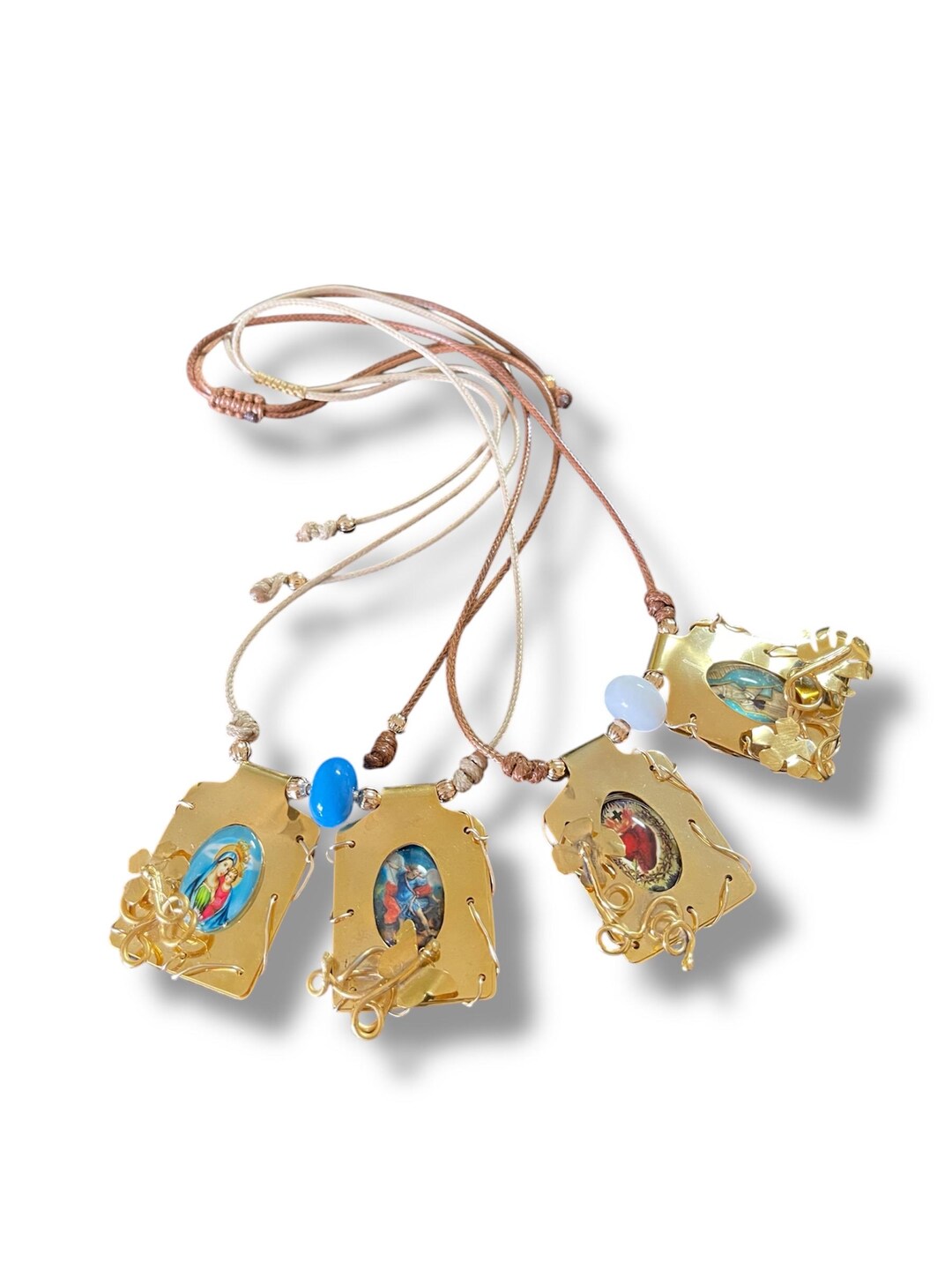 Scapular Necklace Made of 18k Goldsmiths- Scapular Jewelry, Virgin Mary ...