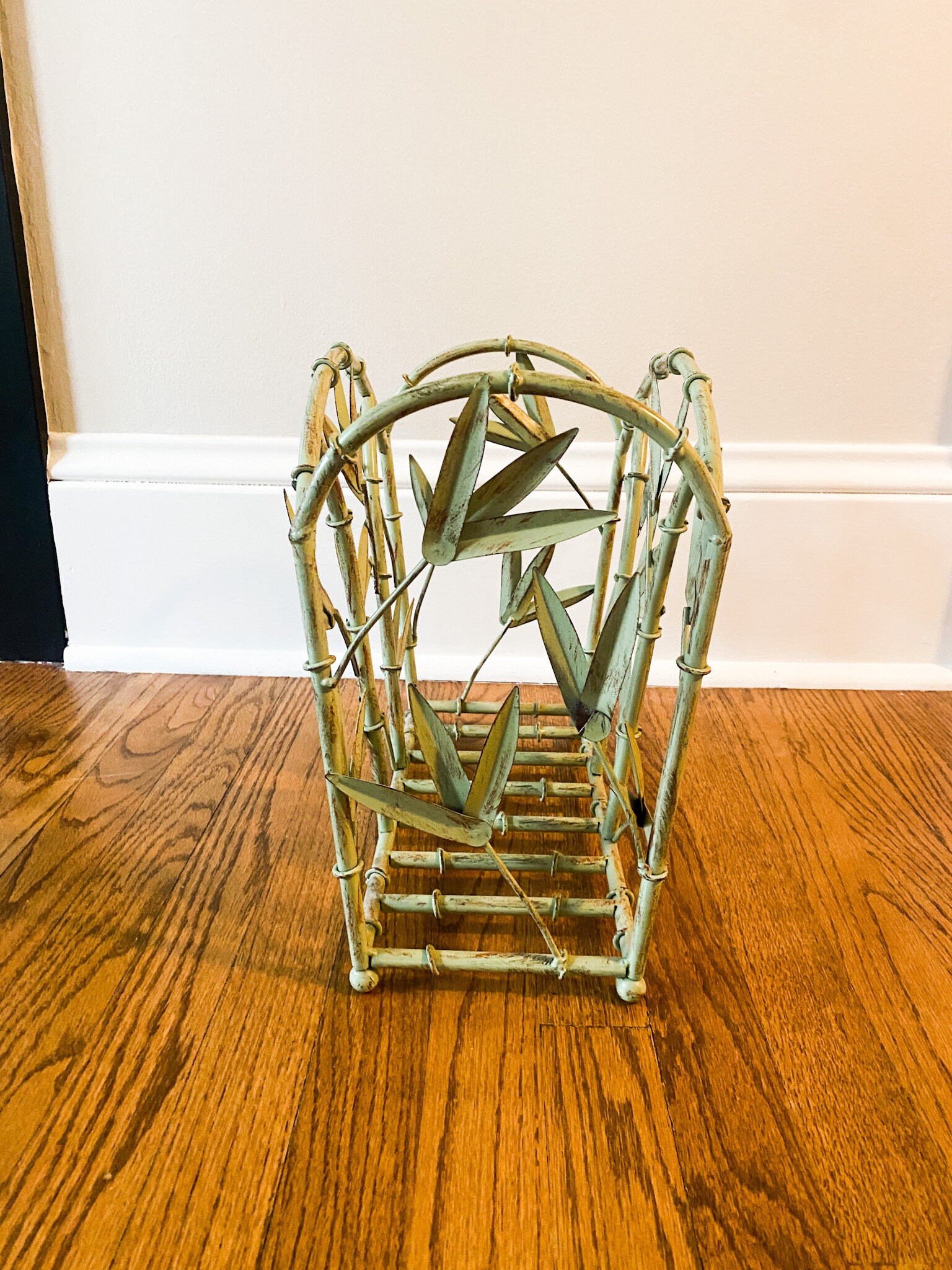 Palm Beach Regency Metal Faux Bamboo Leaf Design Sage Green Magazine ...