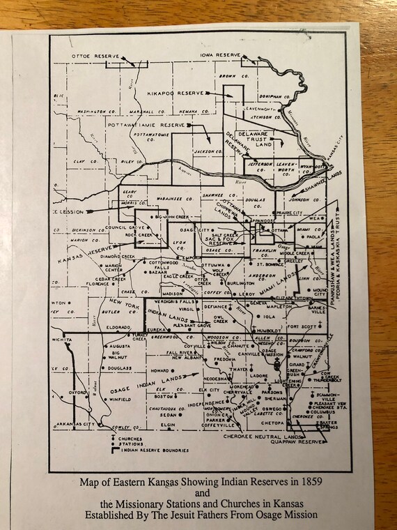 Mapa de los Pueblos Indígenas de Kansas de 1859 copia | Etsy México
