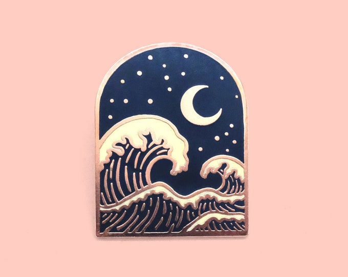 Wave Enamel Lapel Pin / Artist Series Pin by Flattering Design - Etsy