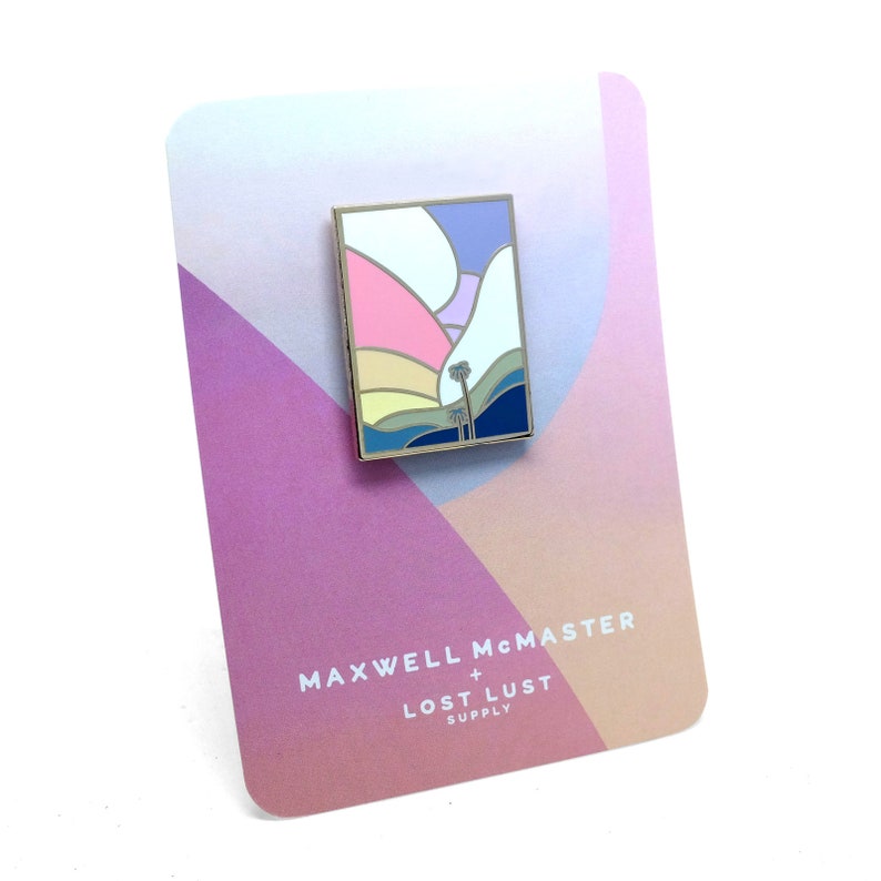 Palm Tree Sunset Enamel Lapel Pin / Los Angeles California Gift / Summer Vibes / Pastel Colors ...