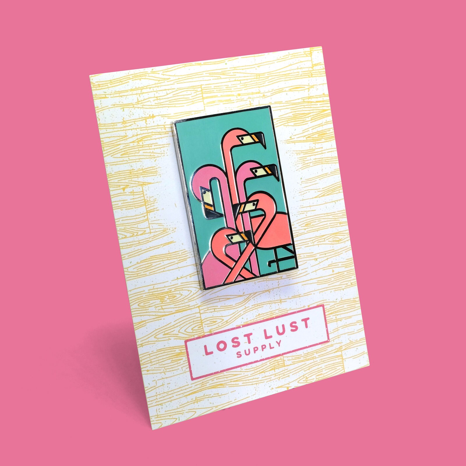 Art Deco Flamingos Enamel Lapel Pin Badge // Vintage Summer Beach ...
