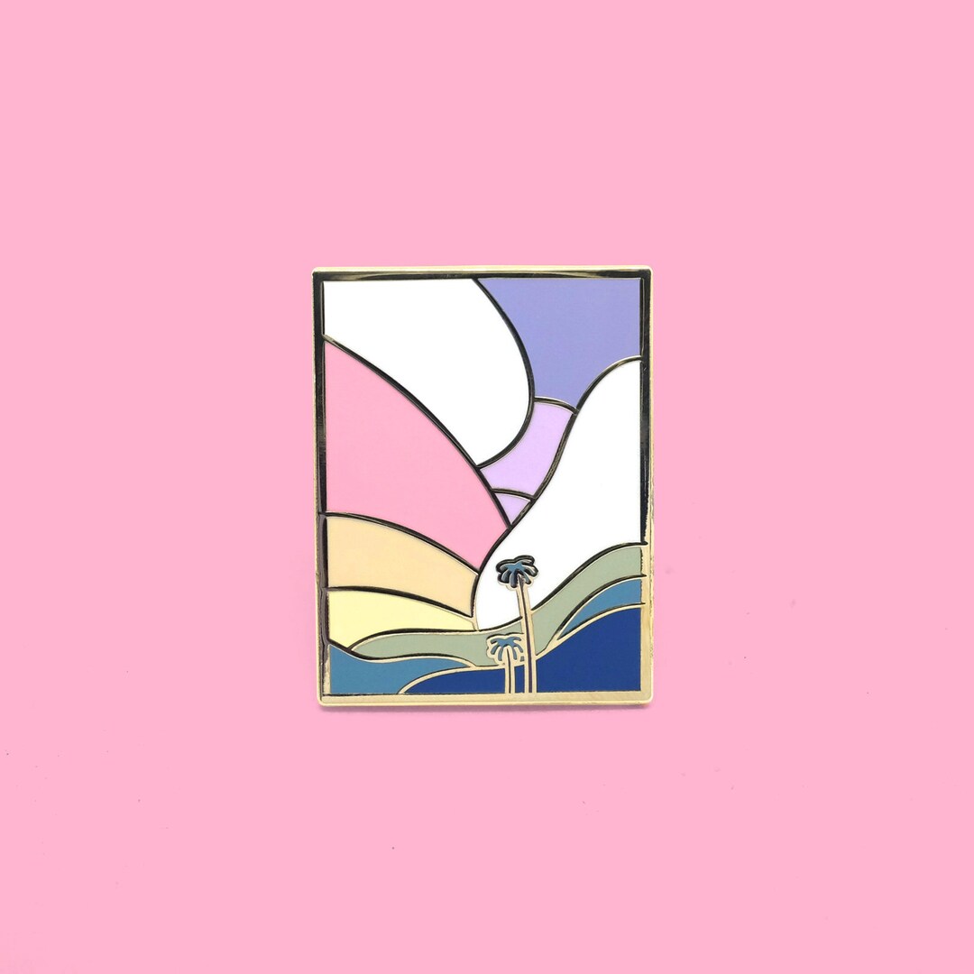Palm Tree Sunset Enamel Lapel Pin / Los Angeles California Gift ...