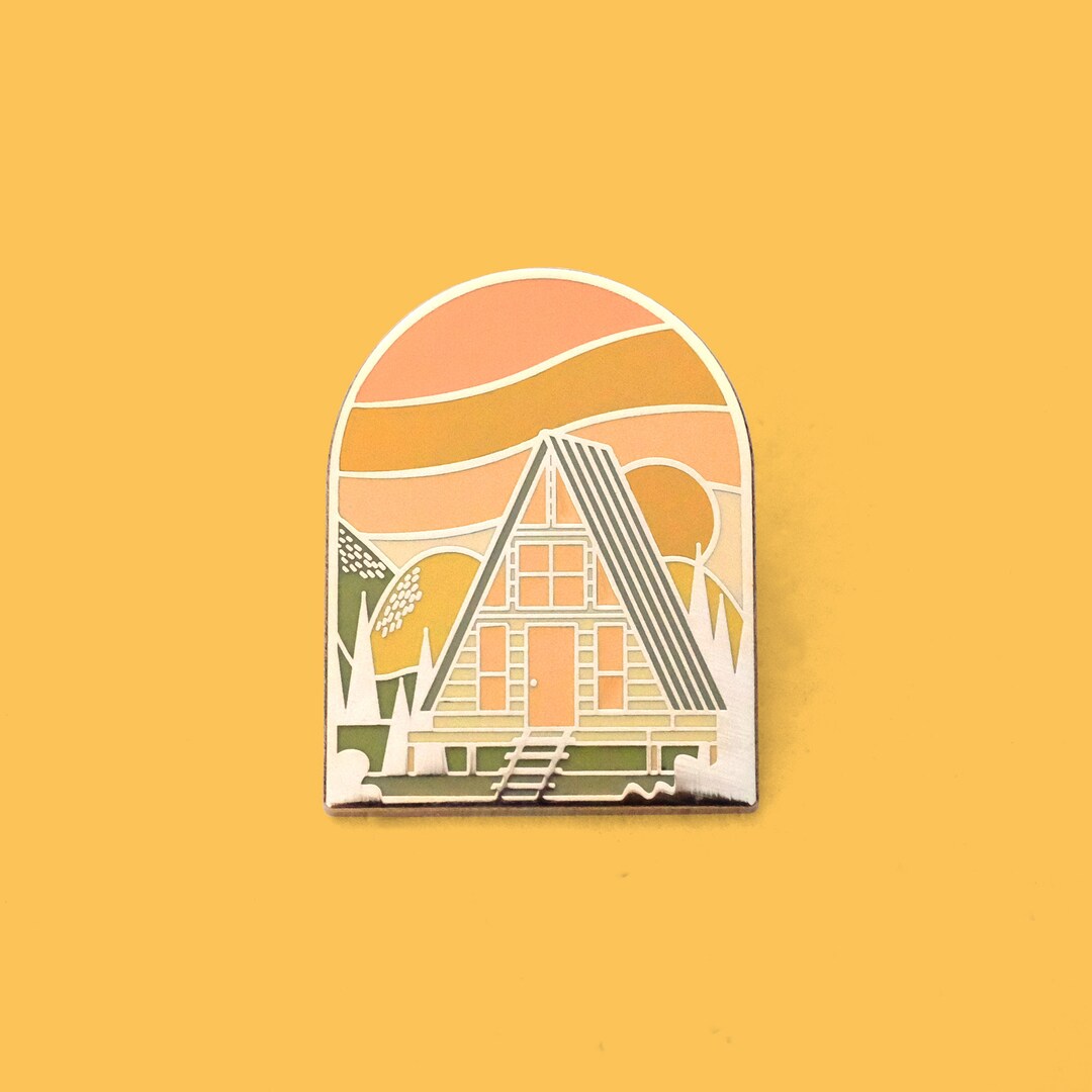 Summer A-frame Cabin Enamel Lapel Pin Badge // Vintage Camping Camp ...