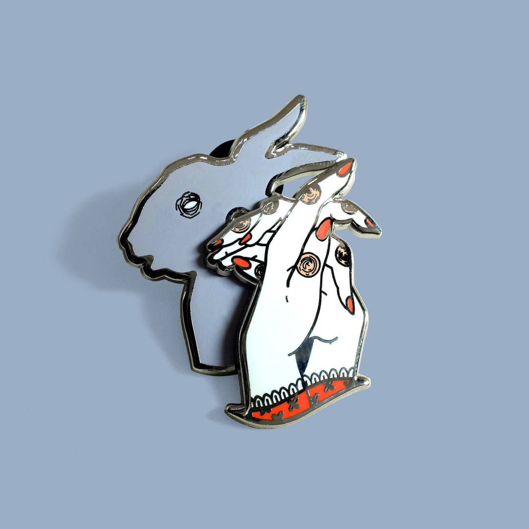 Shadow Puppet Bunny Rabbit Hand Enamel Lapel Pin Badge / Artist Series ...