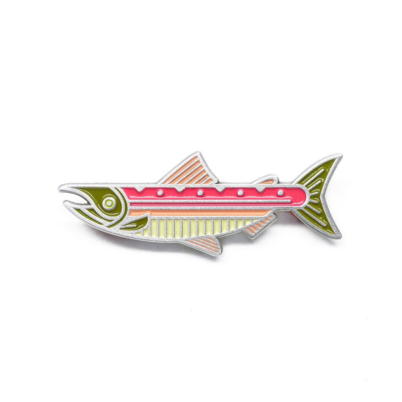 Sockeye Salmon Fish Enamel Lapel Pin Badge // Gift for Fly Fisherman ...