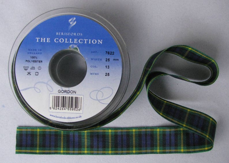 Gordon Tartan Ribbon CUT LENGTHS. 7 10 16 25 & 40mm | Etsy