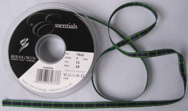 Gordon Tartan Ribbon CUT LENGTHS. 7 10 16 25 & 40mm | Etsy