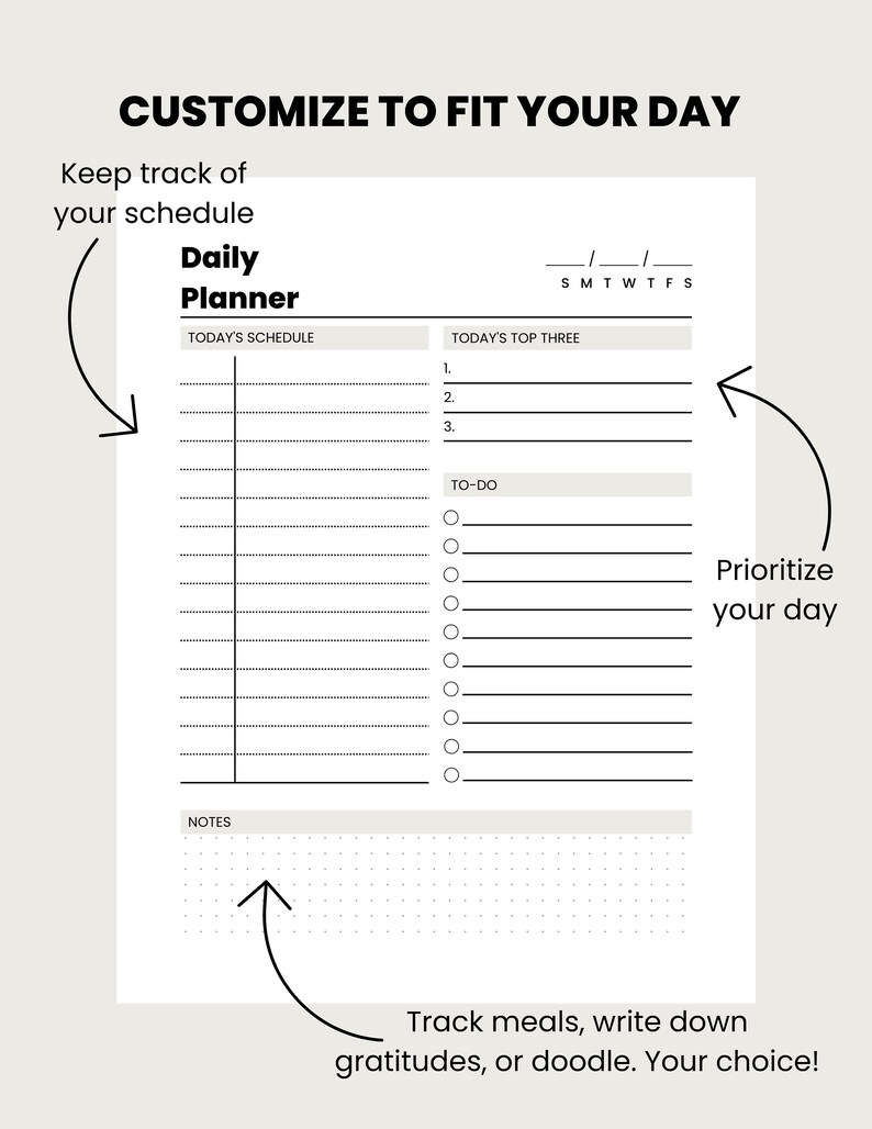 Hourly Daily Schedule, Daily Planner Printable, Day at a Glance, Daily ...