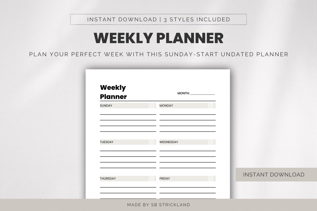 Weekly Schedule, Planner Printable, Week at a Glance, Weekly Agenda, A4 ...