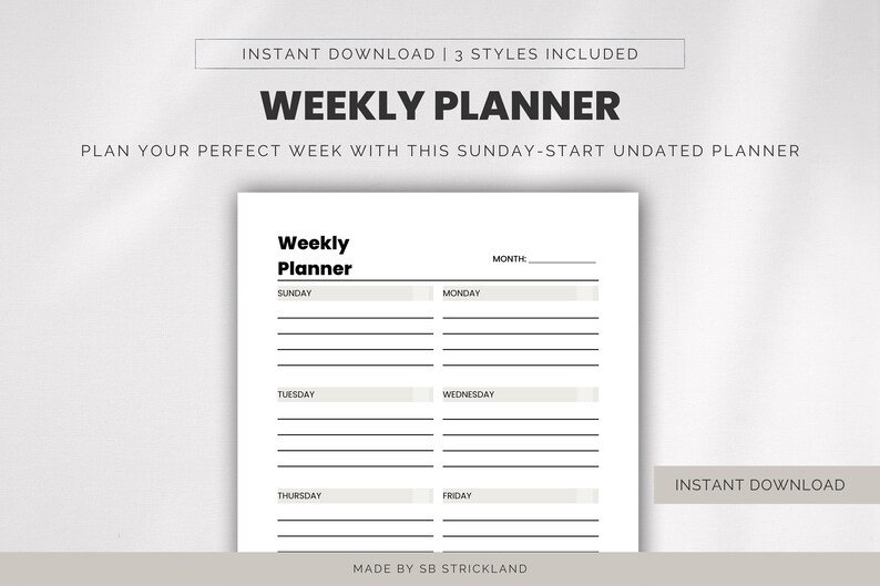 Weekly Planner Printable, A4 Letter Size (digital Download) - Etsy