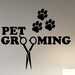 Pet Grooming Wall Sticker Vinyl Decal Window Animal Dog Paws Sign Logo ...
