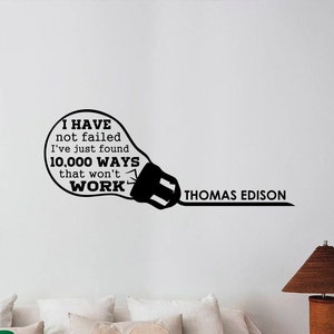 Thomas Edison Quote Wall Decal Vinyl Sticker Inspirational Quote ...