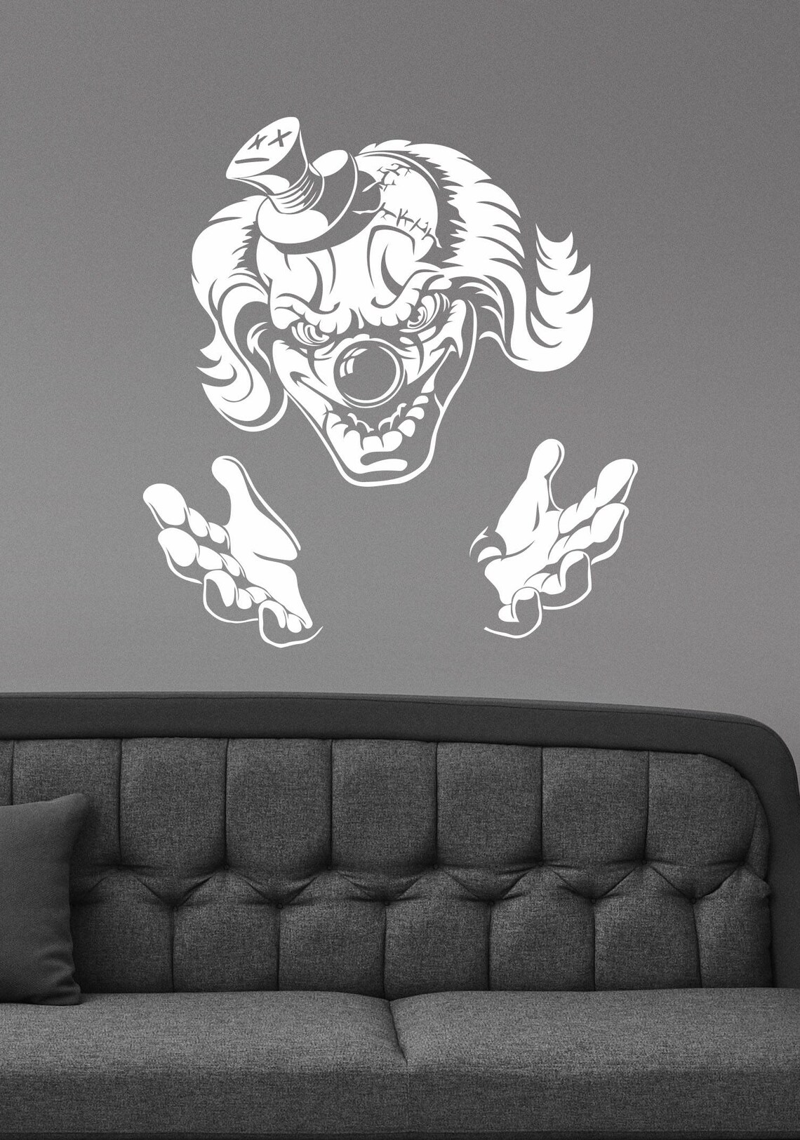 Scary Clown Wall Decal Evil Jester Vinyl Sticker Sinister | Etsy