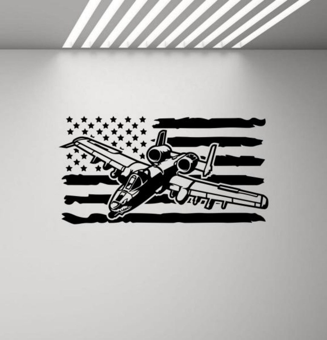 A-10 Thunderbolt Warthog Wall Decal Vinyl Sticker US American Flag Air ...