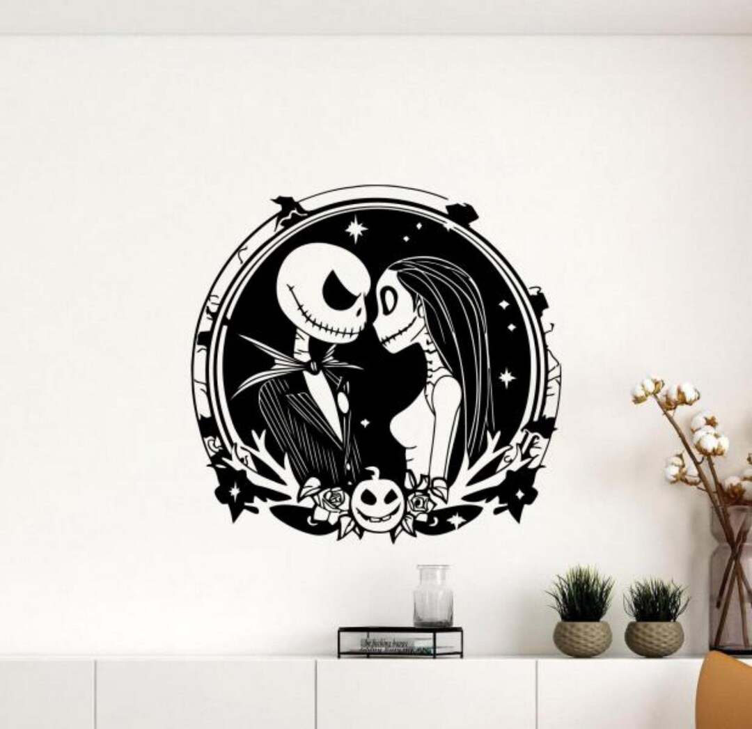 Jack and Sally Wall Decal Vinyl Sticker Christmas Wall Art Nightmare ...