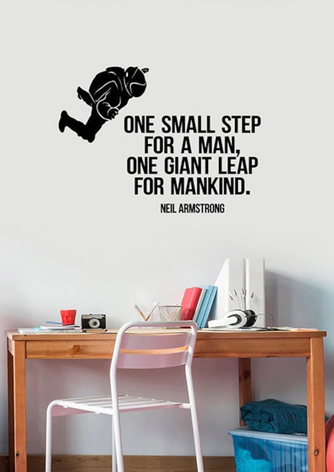 One Small Step Neil Armstrong Quote Wall Decal Astronaut Vinyl Sticker ...