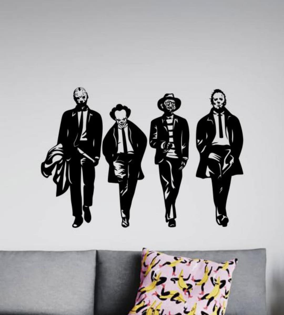 Horror Wall Decal Vinyl Sticker Myers Freddy Jason Scary Clown Wall Art ...