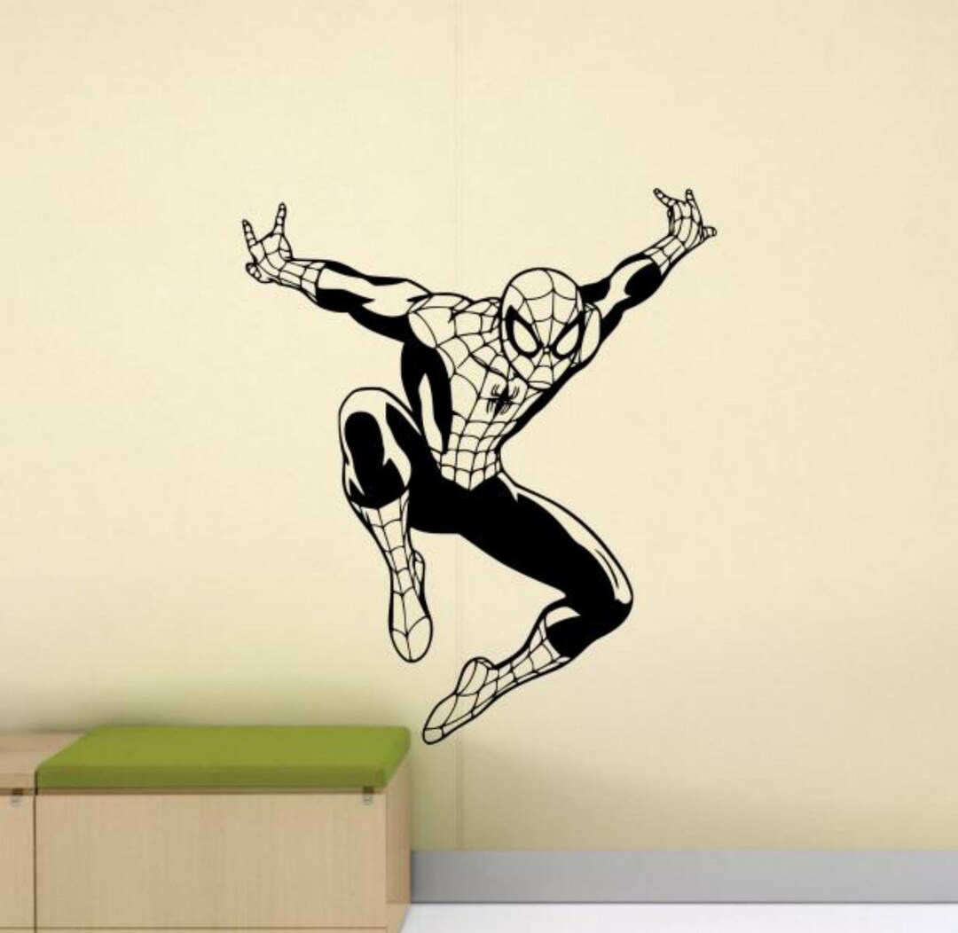 Spider Man Wall Decal Vinyl Sticker Superhero Wall Art Gift Kids Room ...