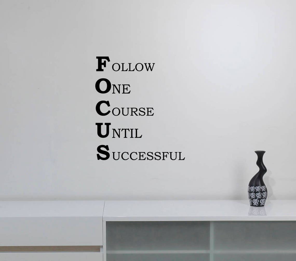 Focus Inspirational Quote Wall Decal Vinyl Lettering Study Business ...