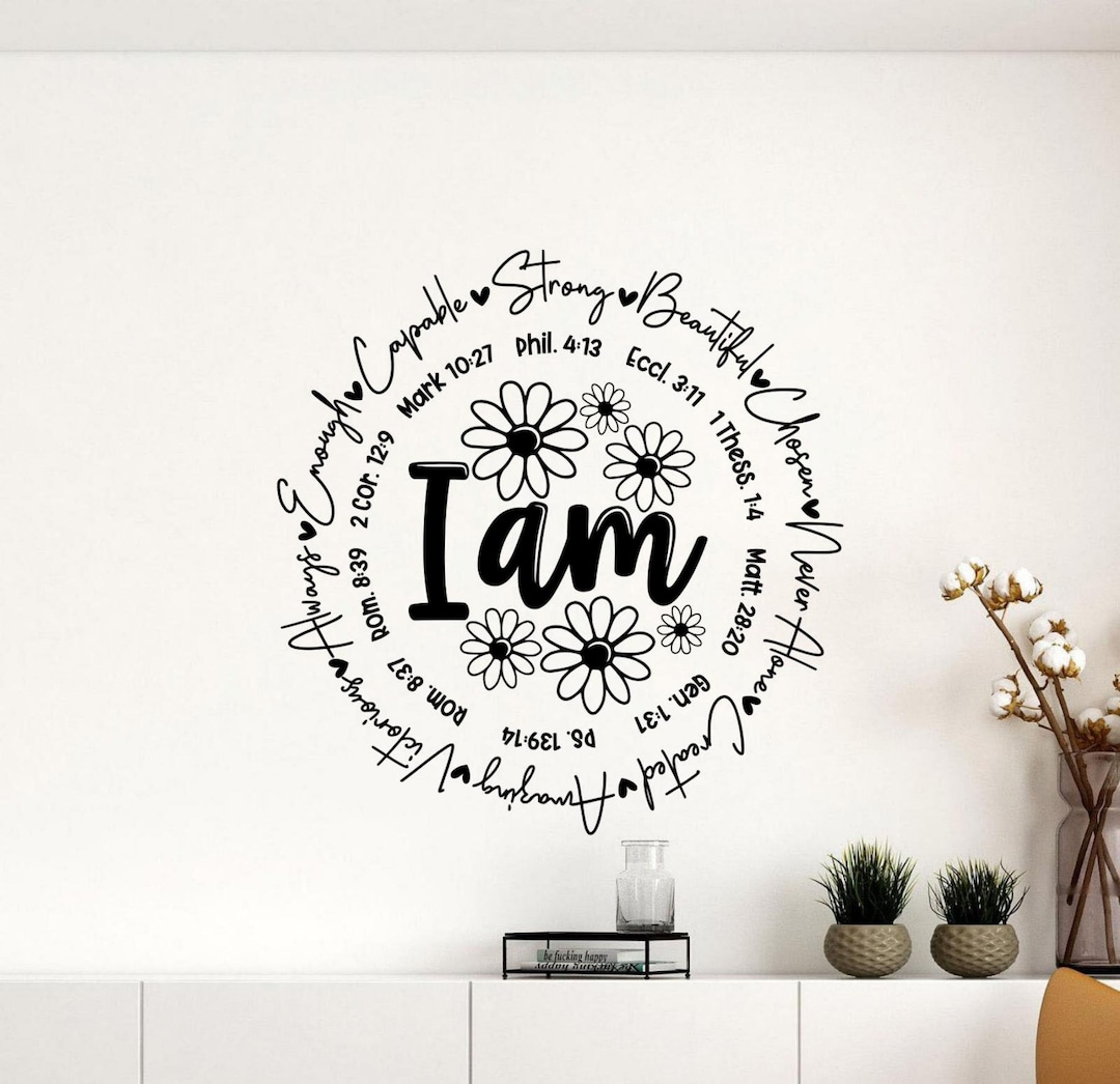 I Am Wall Decal Vinyl Sticker Words of Affirmations Wall Art Strong ...